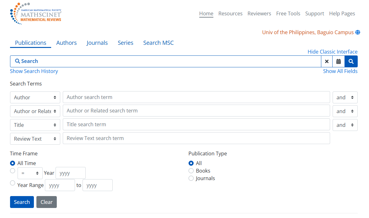 MathSciNet - The University Library, UP Baguio